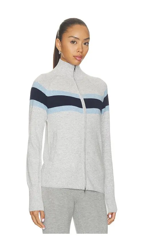 Frankies Bikinis Kingston Cashmere Knit Zip Up In Grey