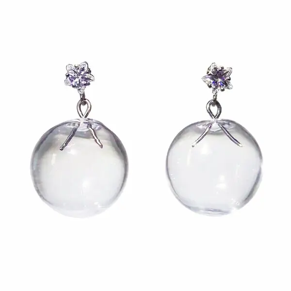 LAURA DAILI Neutrals Starlight Glass Bubble Earrings - Silver