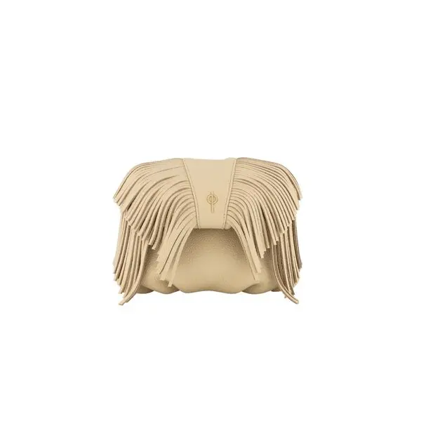 OTRERA Mini Fringe Leather Crossbody Bag Beige
