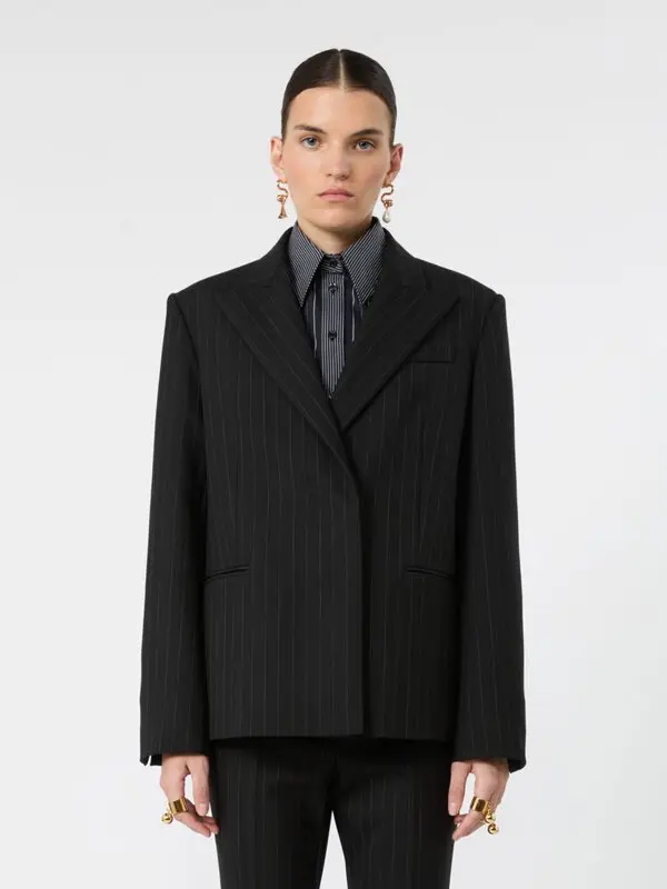 Max Mara Straight Stretch Wool-blend Blazer