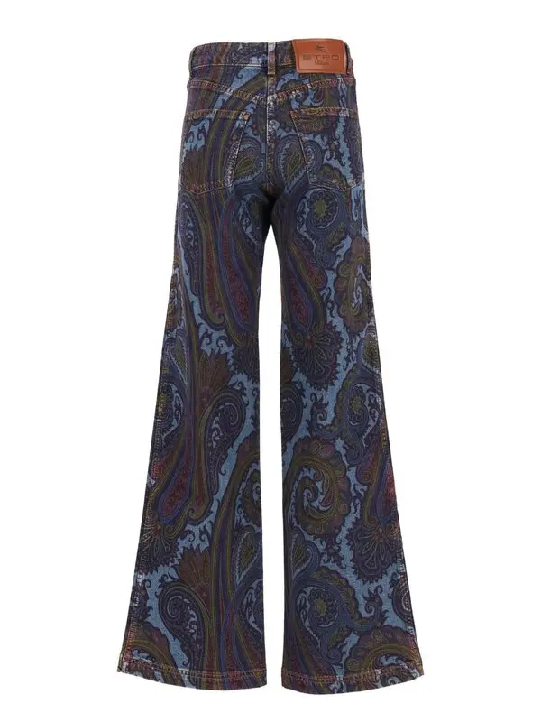 Etro Wide Leg Paisley Jeans