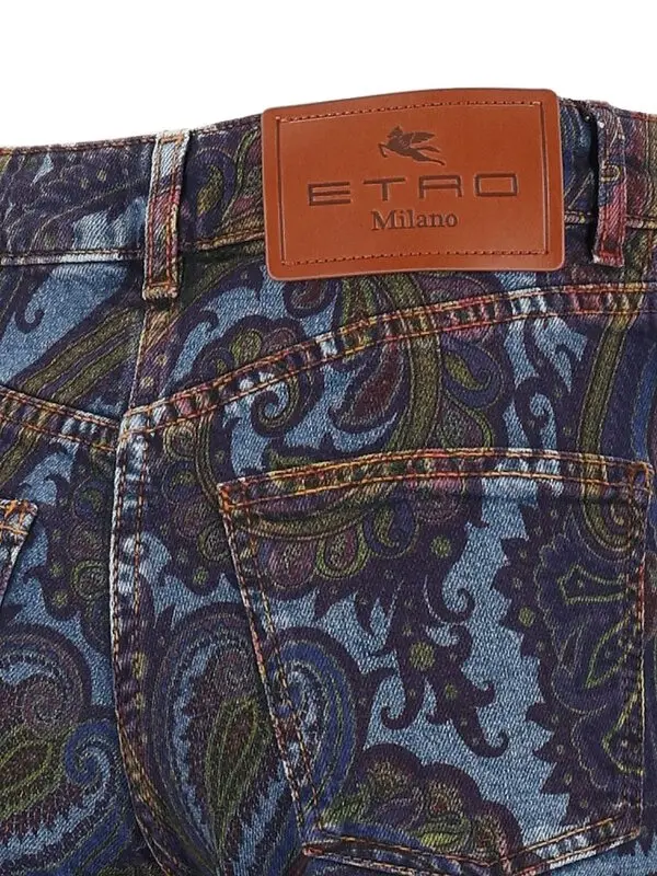Etro Wide Leg Paisley Jeans
