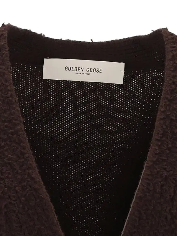 GOLDEN GOOSE Wool Cardigan With A Casentino Effect - Brown