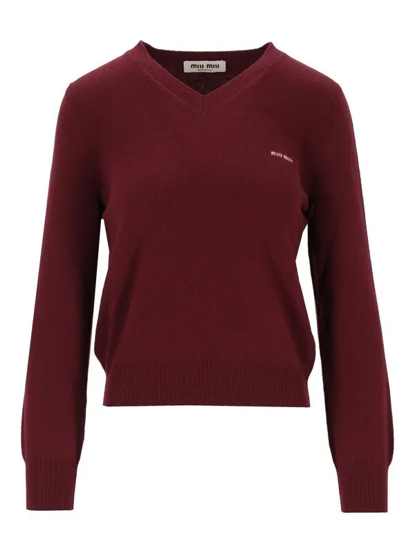 Miu Miu V-neck Wool Sweater - Multicolor