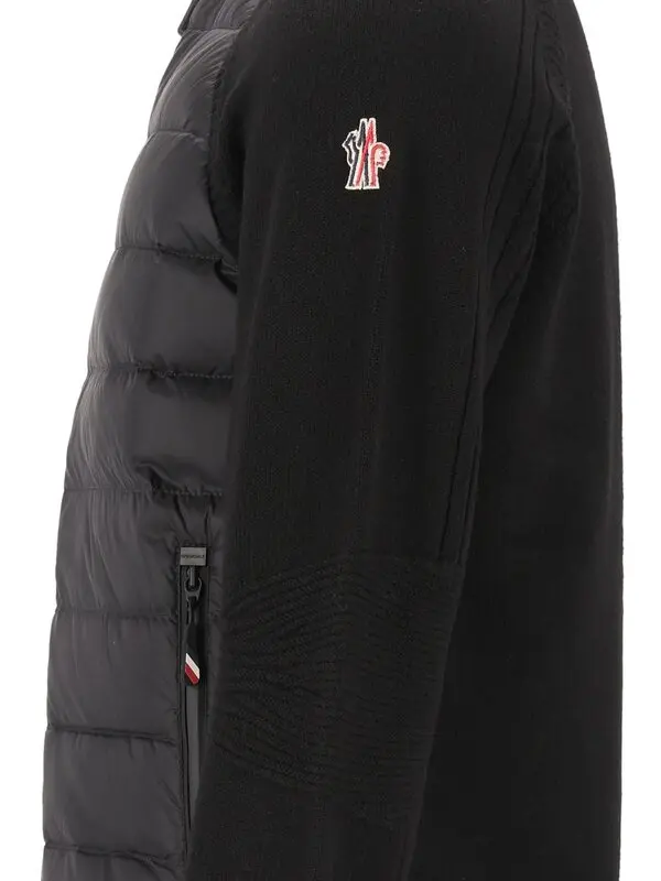Moncler Wool-blend Zip-up Padded Cardigan - Black