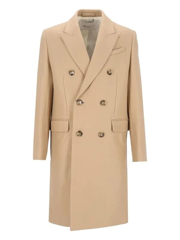 AMI Paris Double-breasted Wool Coat - Cream
