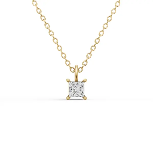 SEREIA OFFICIAL 14k Gold 0.25 Ct Lab Grown Princess Cut Diamond Solitaire Pendant With Bail Gold - Yellow