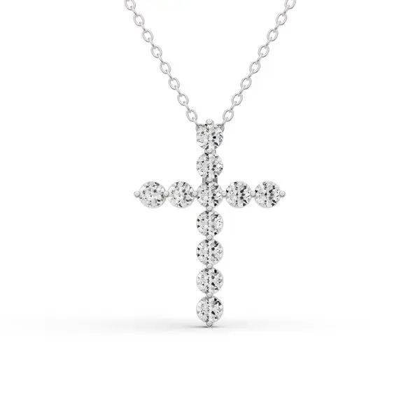 SEREIA OFFICIAL 14k Gold Necklace 1.5 Ct Sereia's Cross Pendant With Lab Diamonds White Gold - Silver