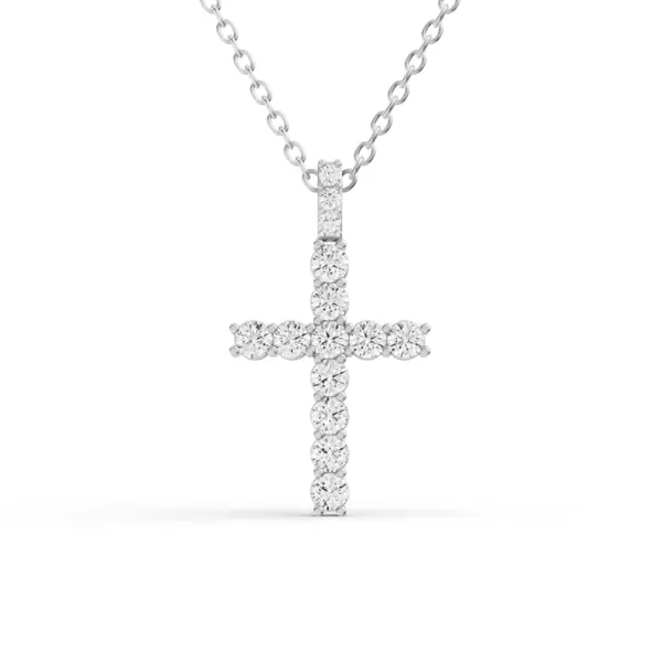 SEREIA OFFICIAL 14k Gold 3.5 Ct Cross Pendant Necklace Of Sereia White Gold - Silver