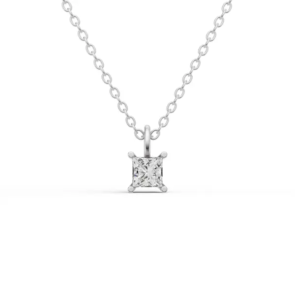SEREIA OFFICIAL 14k Gold 0.5 Ct Lab Grown Princess Cut Diamond Solitaire Pendant With Bail White Gold - Silver