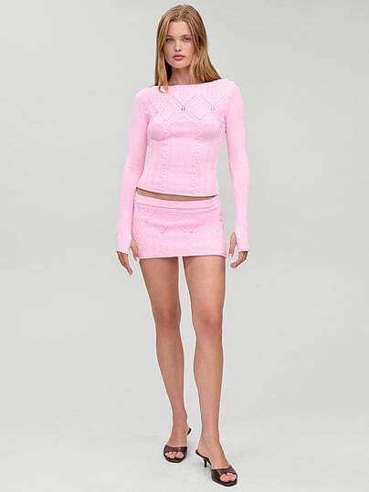 Victoria's Secret Frankies Bikinis Cyprus Cloud Knit Long Sleeve - Pink