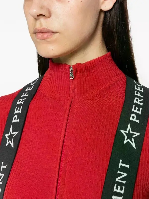 Perfect Moment Ribbed-knit Zip-up Base Layer