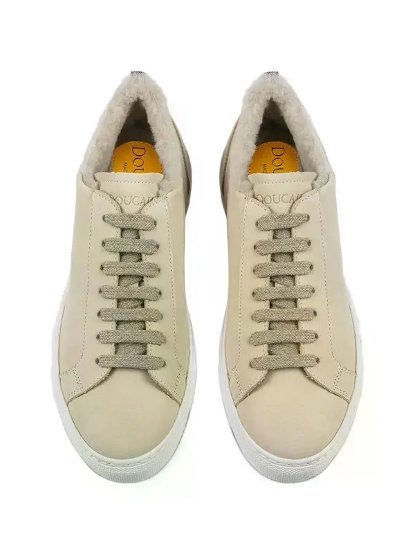 DOUCAL'S Shearling-trim Leather Sneakers