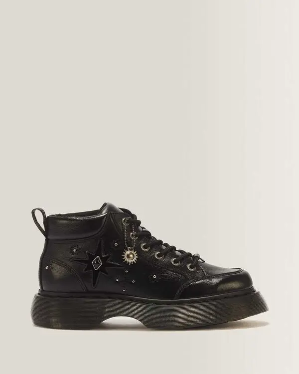 Dr. Martens Buzz Whimsigoth Eye Leather & Velvet Lace Up Boots