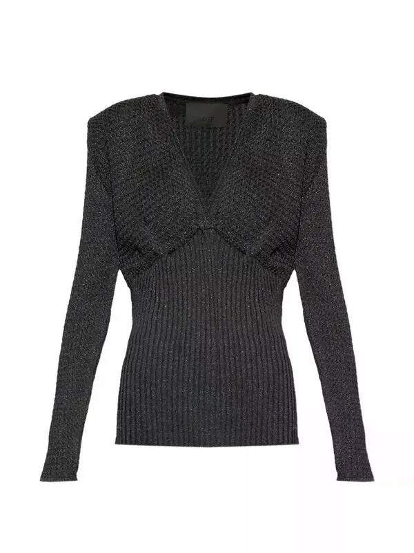 AKEP Metallic-thread Ribbed-knit Sweater