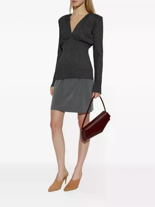 AKEP Metallic-thread Ribbed-knit Sweater