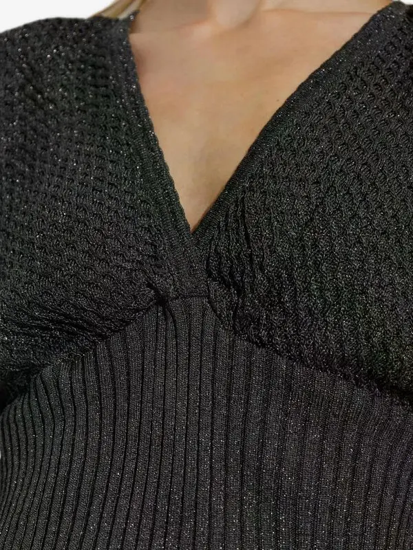AKEP Metallic-thread Ribbed-knit Sweater