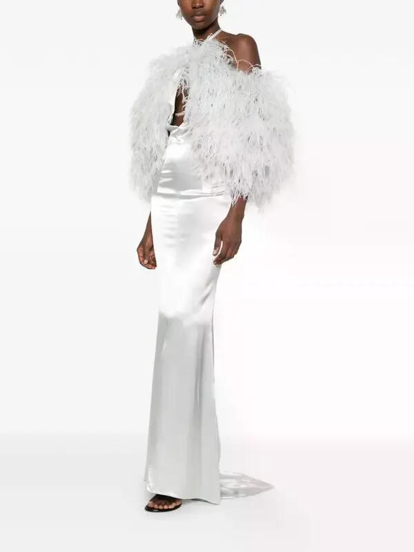 Attico Feather-trim Maxi Dress