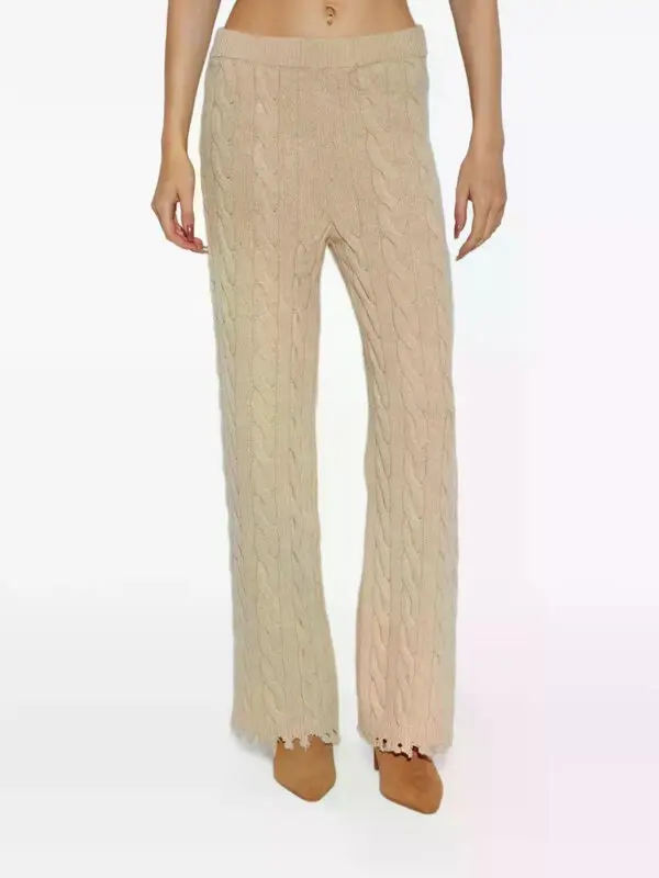 AKEP Cable-knit Distressed-effect Trousers