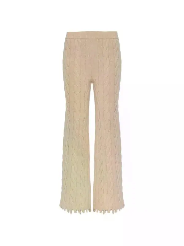 AKEP Cable-knit Distressed-effect Trousers - Neutrals