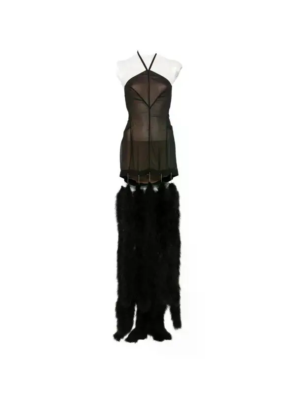 Attico Feather-trim Halterneck Mini Dress