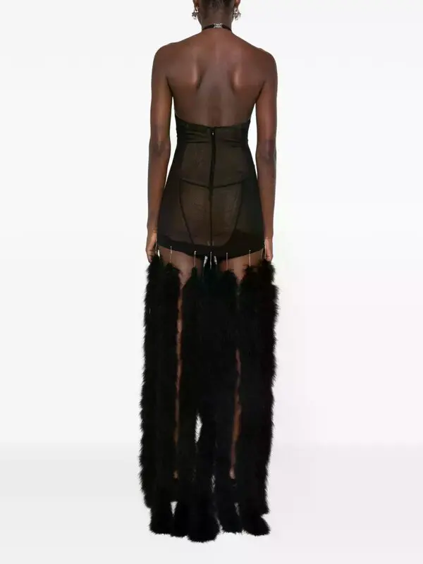 Attico Feather-trim Halterneck Mini Dress