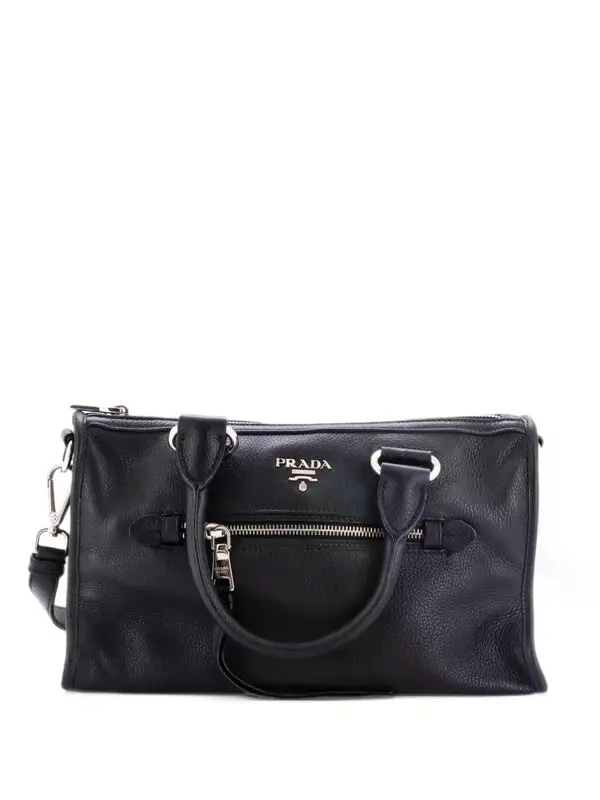 Prada Front Zip Convertible Vitello Phenix Small Satchel