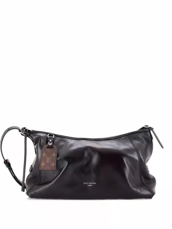 LOUIS VUITTON Carryall Vibe Leather With Monogram Canvas East West Hobo Bag - Black