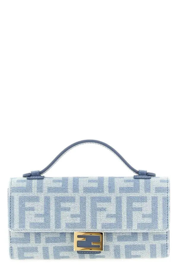 Fendi Continental Baguette' Wallet On Chain - Light Blue