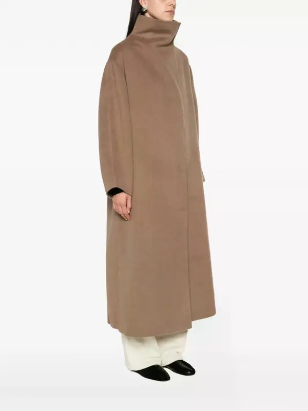 Almada Label Funnel-neck Long-sleeve Coat