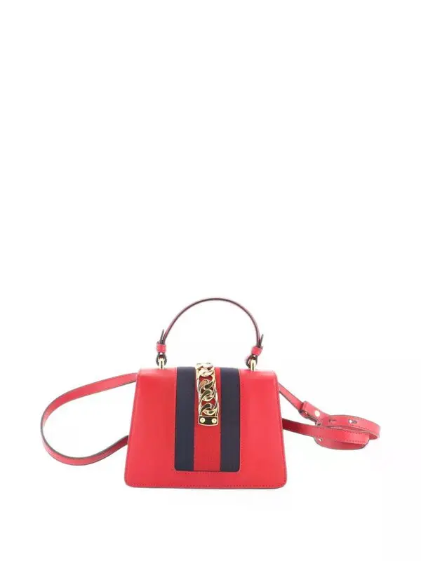 Gucci Sylvie Top Handle Bag Leather Mini Satchel - Red