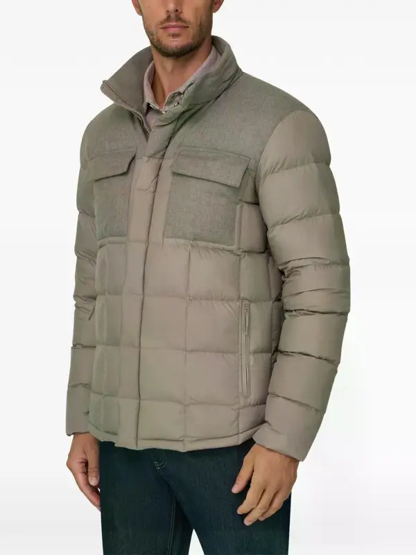 Boggi Milano Bomber Flyn In Flannel And Technical Fabric Down