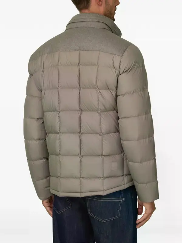 Boggi Milano Bomber Flyn In Flannel And Technical Fabric Down