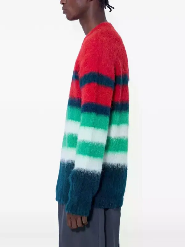 Lacoste Runway Striped Brushed Alpaca Blend Piqué Sweater