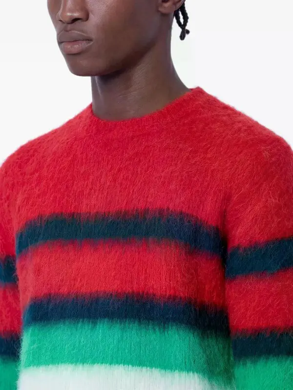Lacoste Runway Striped Brushed Alpaca Blend Piqué Sweater