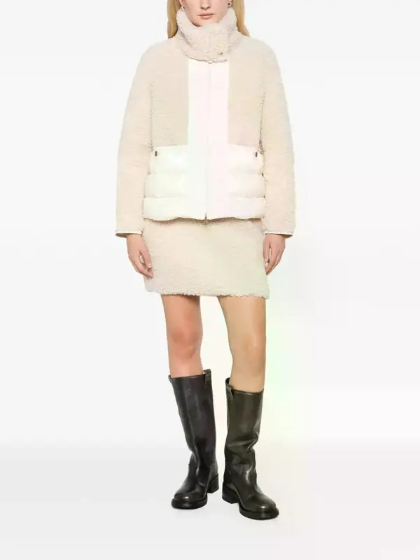 Moncler Glorieux Hooded Teddy Short Down Jacket - Neutrals