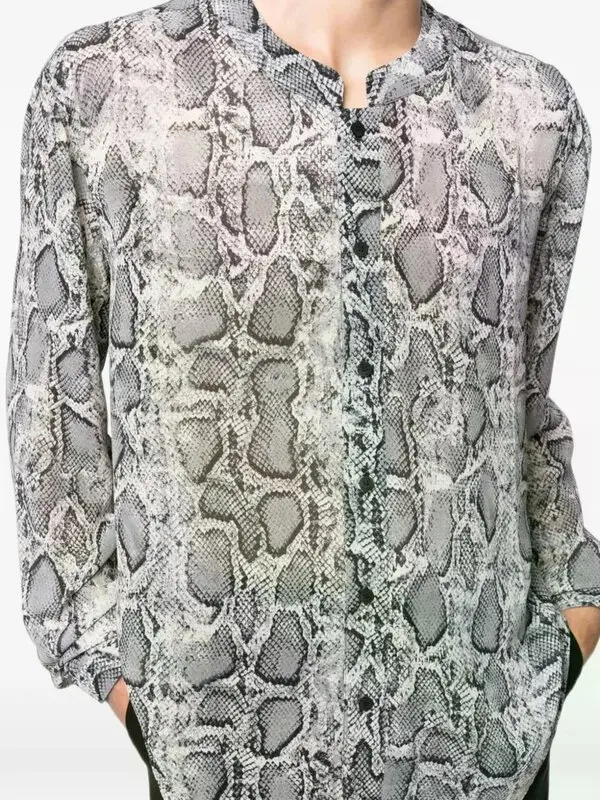 TESSITURA Snake-print Mandarin-collar Shirt