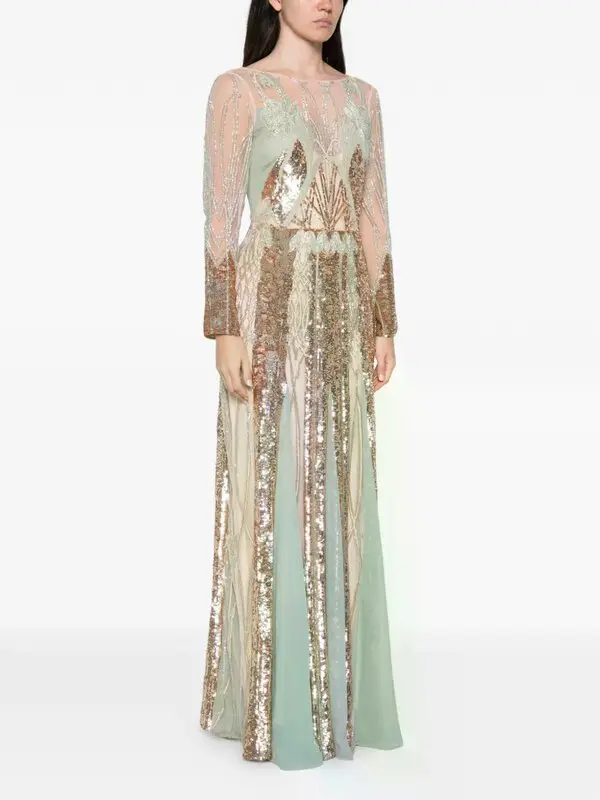 TEMPERLEY LONDON Perseus Tattoo Sequin-embellished Maxi Dress