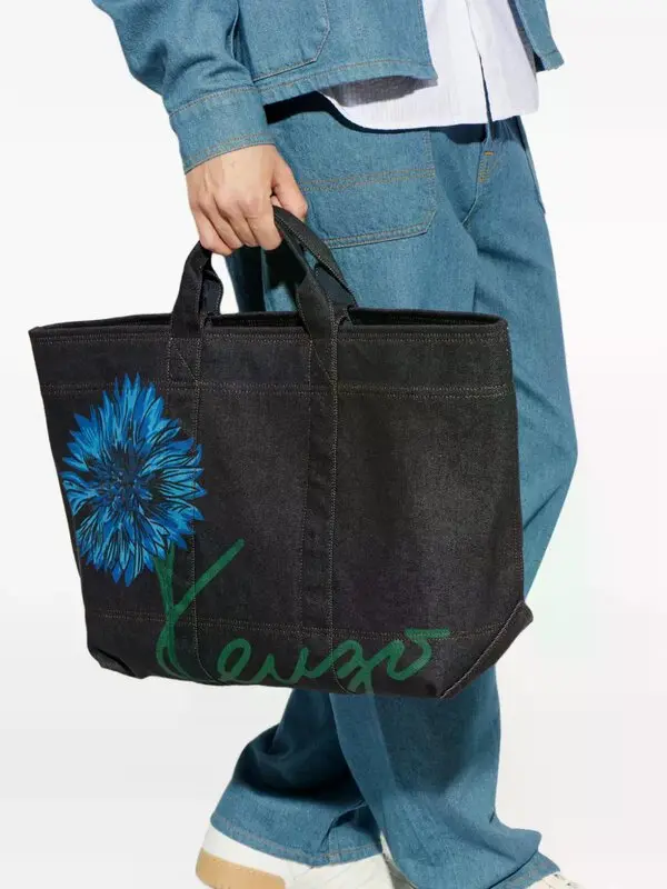 Kenzo Floral-motif Denim Tote Bag