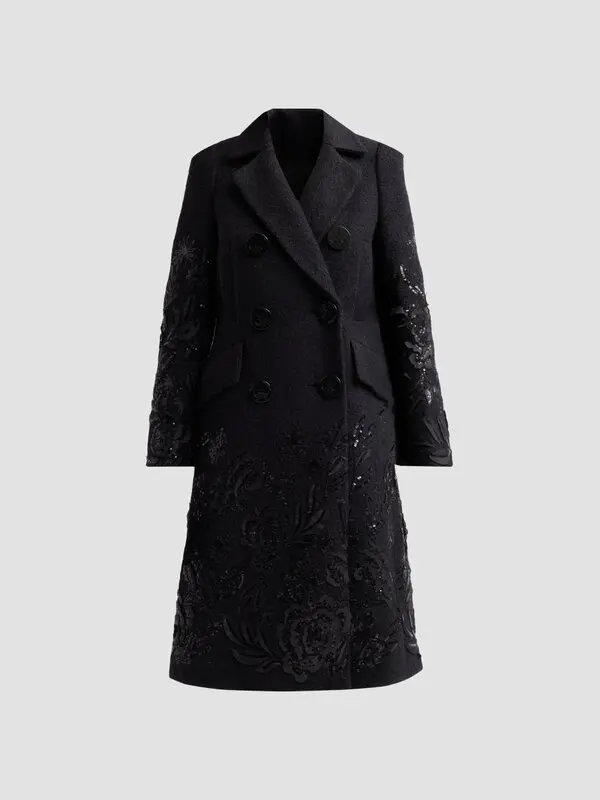 MAISON COMMON Wool Embroidered Evening Coat