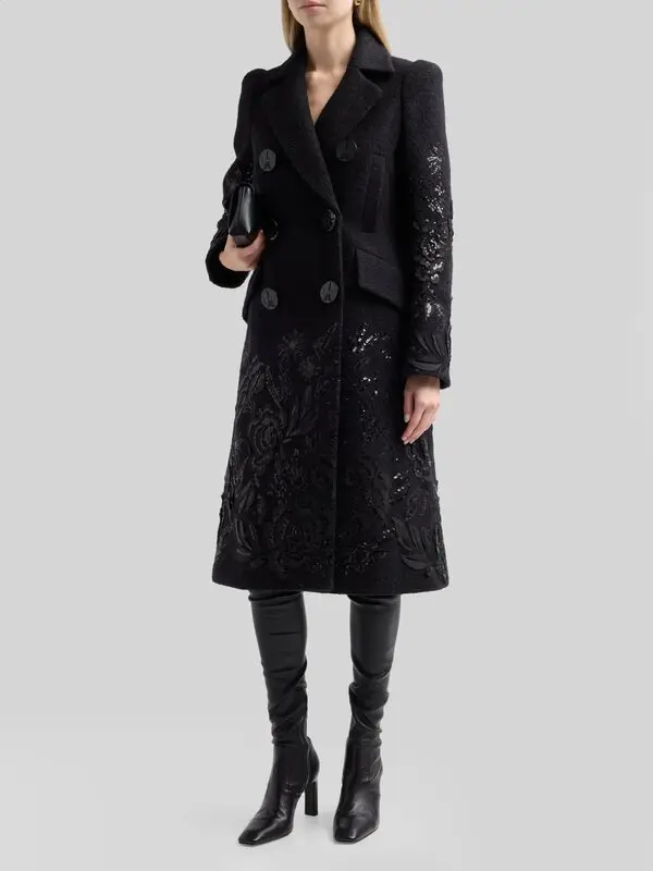 MAISON COMMON Wool Embroidered Evening Coat