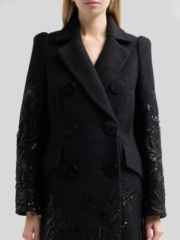 MAISON COMMON Wool Embroidered Evening Coat