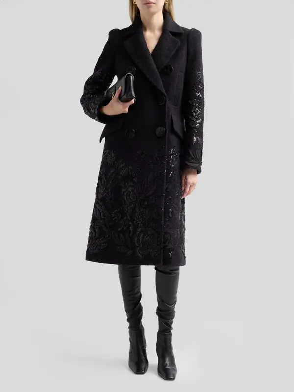 MAISON COMMON Wool Embroidered Evening Coat