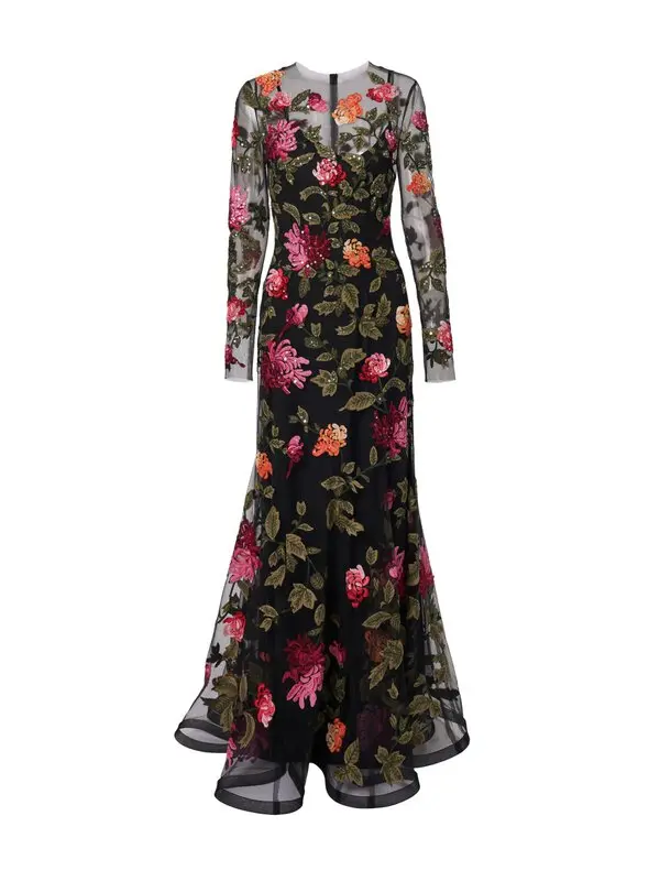 Carolina Herrera Embroidered Sequin-embellished Gown
