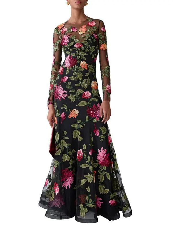 Carolina Herrera Embroidered Sequin-embellished Gown