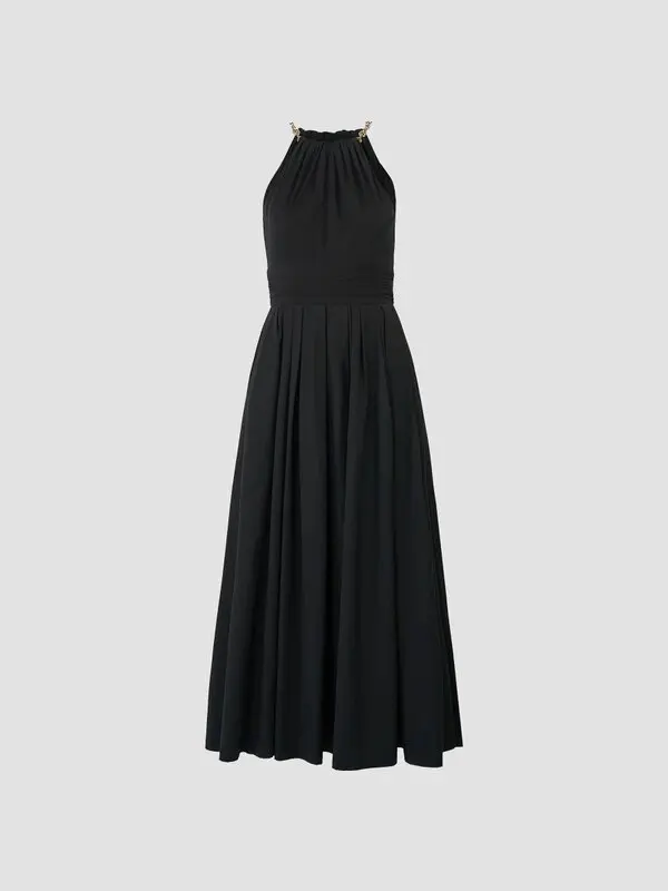 Carolina Herrera Cotton-blend Halterneck A-line Midi-dress