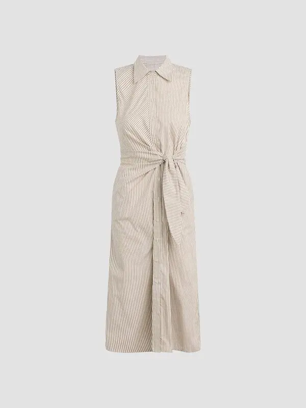 FAVORITE DAUGHTER The Good Behavior Striped Front-tie Midi-shirtdress