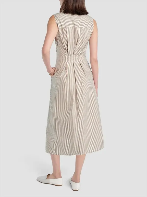 FAVORITE DAUGHTER The Good Behavior Striped Front-tie Midi-shirtdress