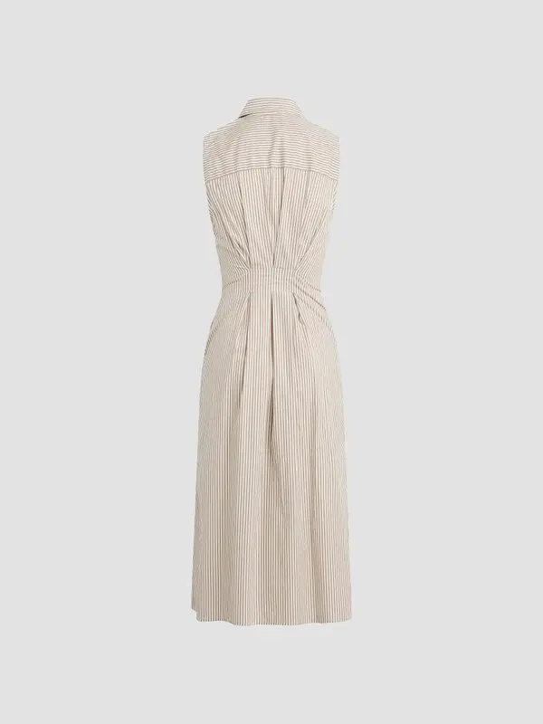 FAVORITE DAUGHTER The Good Behavior Striped Front-tie Midi-shirtdress