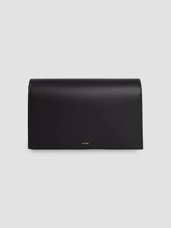 Vince Leather Crossbody Wallet - Black